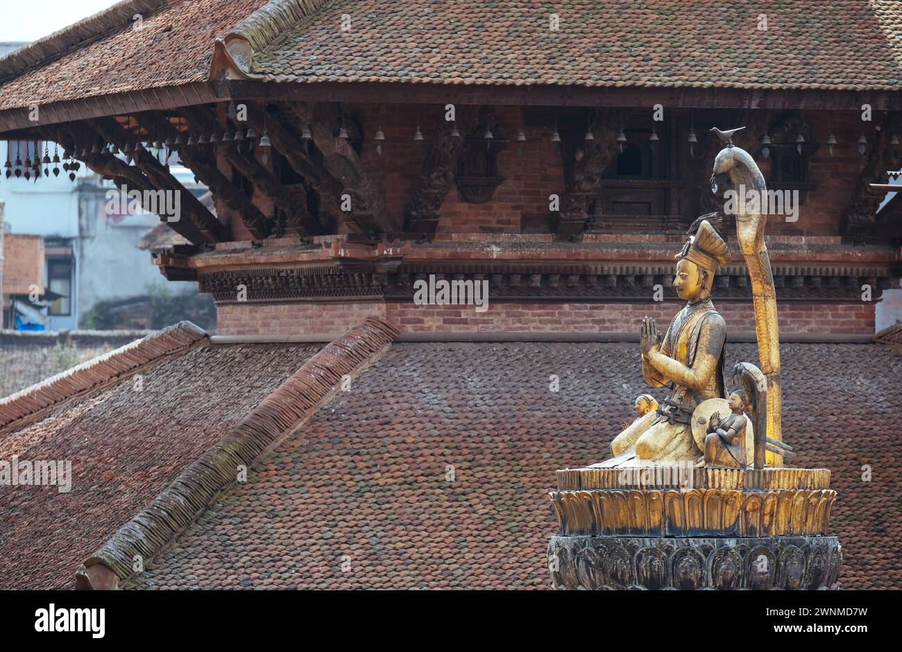 Real art masterpiece in old temple - statue of Yoga Narendra Malla or ...