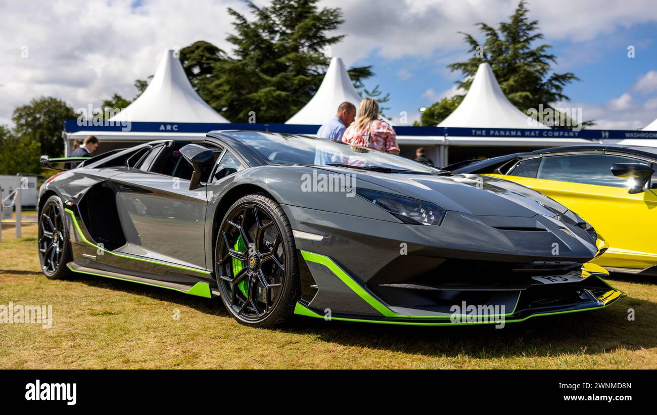2020 Lamborghini Aventador SVJ LP 770-4 Roadster, on display at the ...