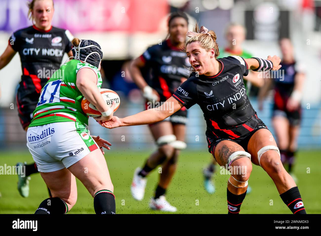 London, England on 3 March 2024. Georgia Evans of Saracens Women ...