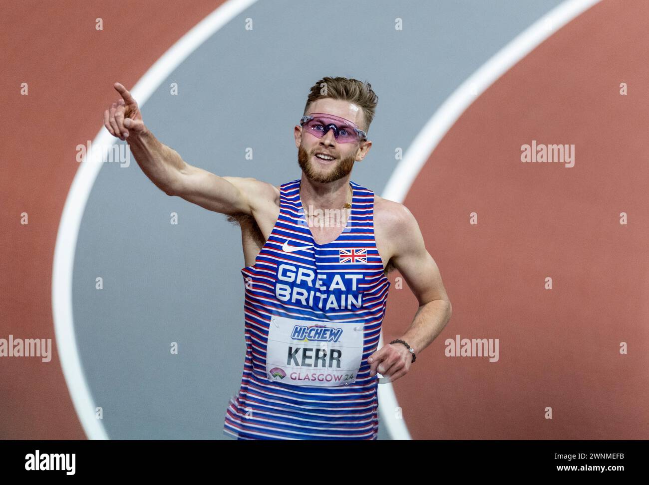 GLASGOW 20240302Josh Kerr of Great Britain wins the 3000 meters during ...