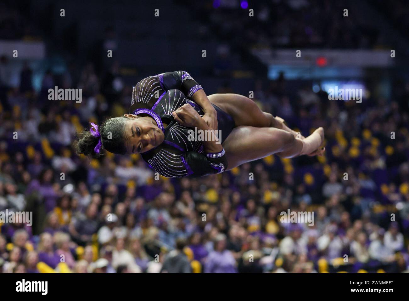 Baton Rouge, LA, USA. 01st Mar, 2024. LSU's Kiya Johnson competes on ...