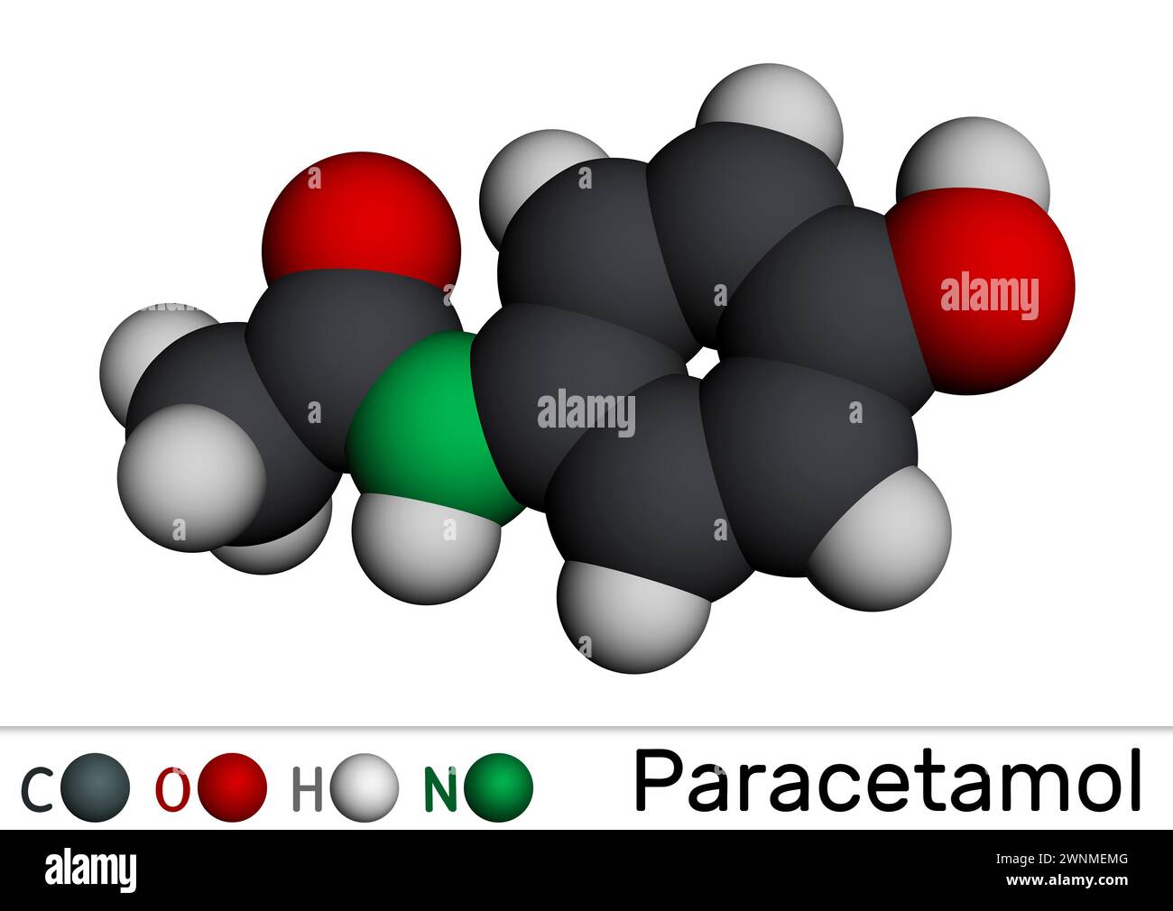 Paracetamol, acetaminophen molecule. It is is a non-opioid analgesic ...