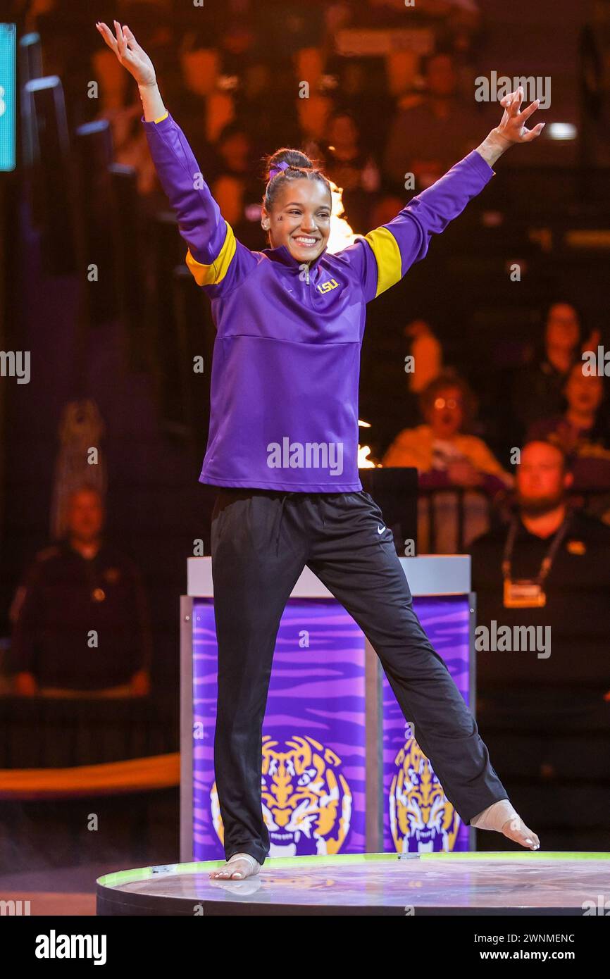 Baton Rouge, LA, USA. 01st Mar, 2024. LSU's Haleigh Bryant is ...