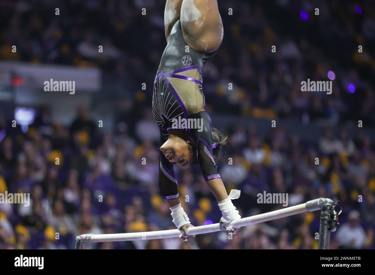 Baton Rouge, LA, USA. 01st Mar, 2024. LSU's Kiya Johnson competes on ...
