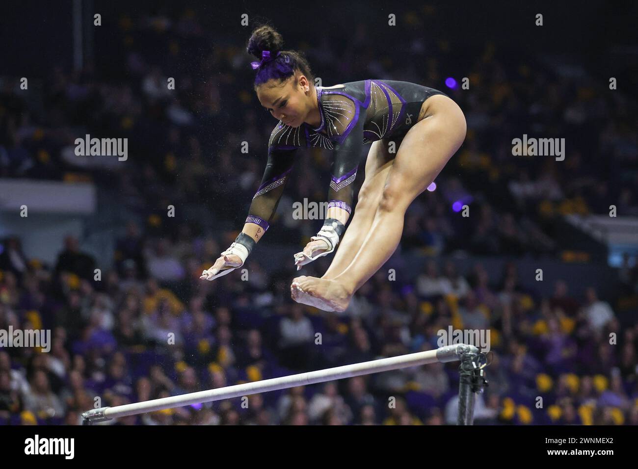 Baton Rouge, LA, USA. 01st Mar, 2024. LSU's Konnor McClain competes on ...