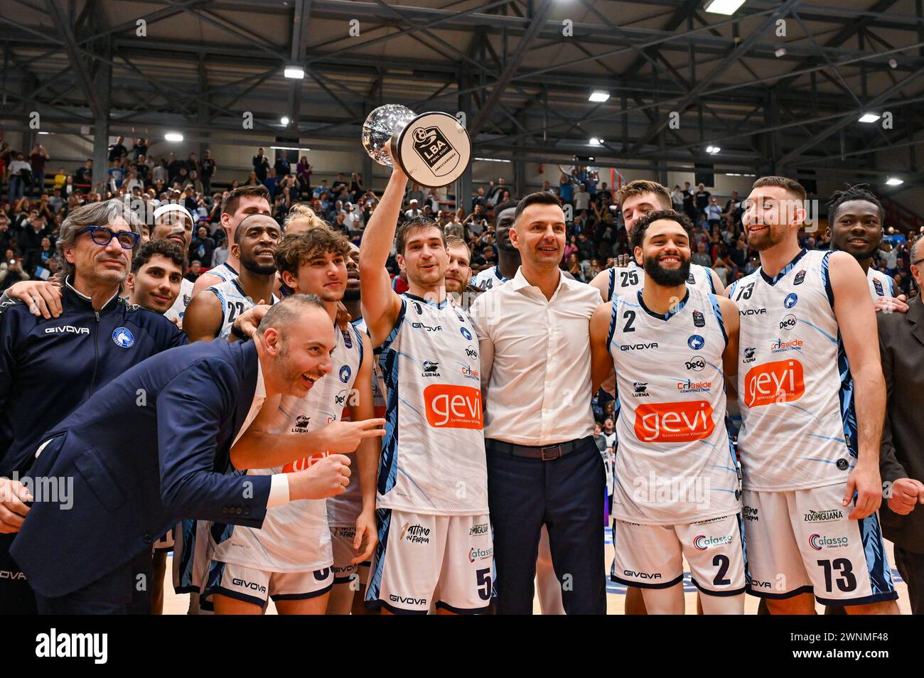 Naples, Italy. 03rd Mar, 2024. The Team Ge.Vi Napoli Basket shows the ...