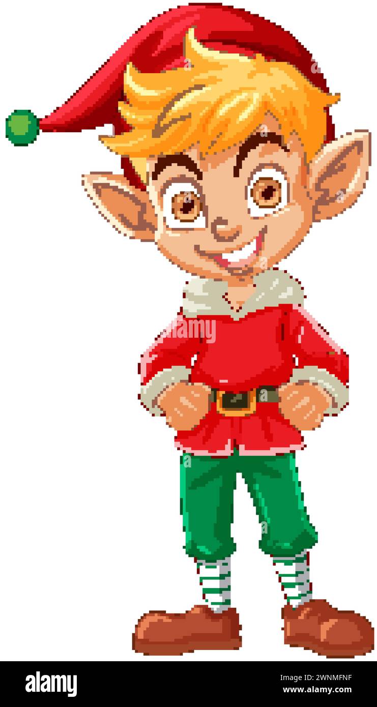 Smiling elf character dressed in holiday clothes Stock Vector Image ...