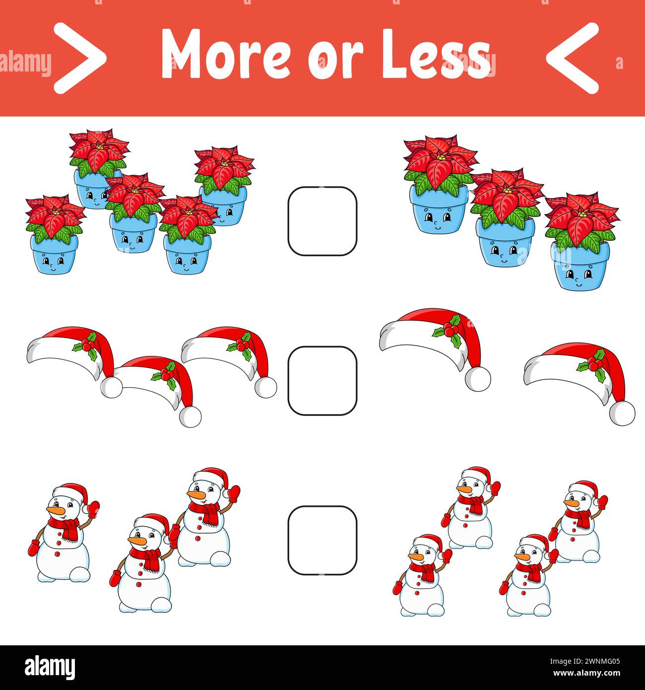 More or less. Educational activity worksheet for kids and toddlers ...