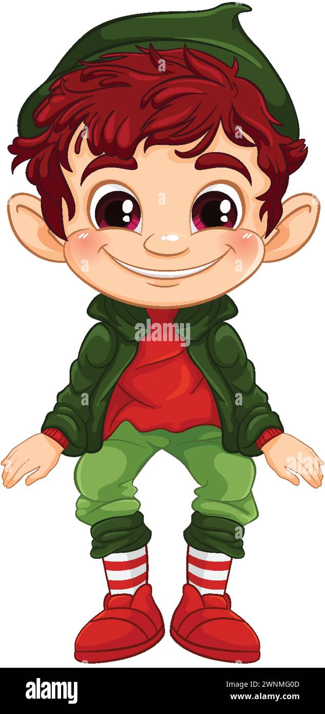 Cartoon illustration of a smiling elf child Stock Vector Image & Art ...