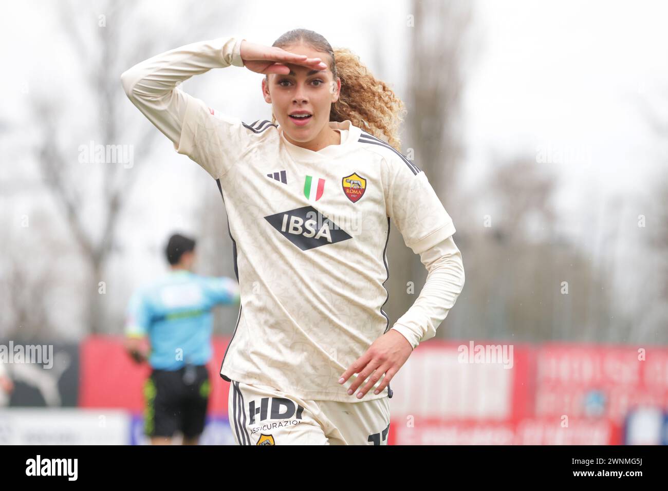Milan, Italy. 3rd Mar, 2024. Alayah Sophia Pilgrim of AS Roma ...