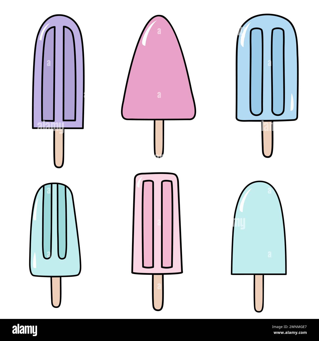 Sweet summer vector ice-cream and popsicles illustrations with ...