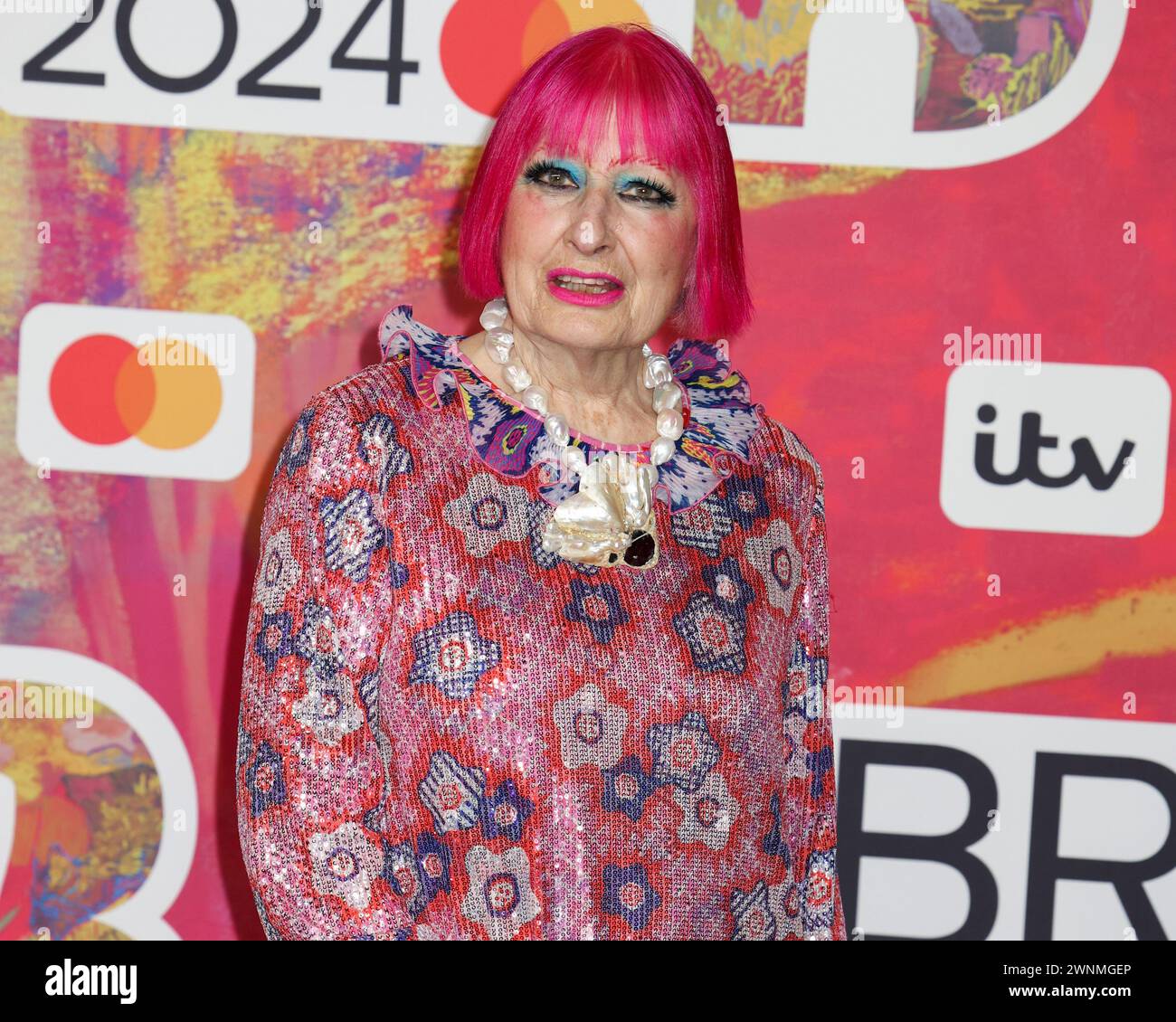 London, UK. 02nd Mar, 2024. Zandra Rhodes attends the BRIT Awards 2024 ...