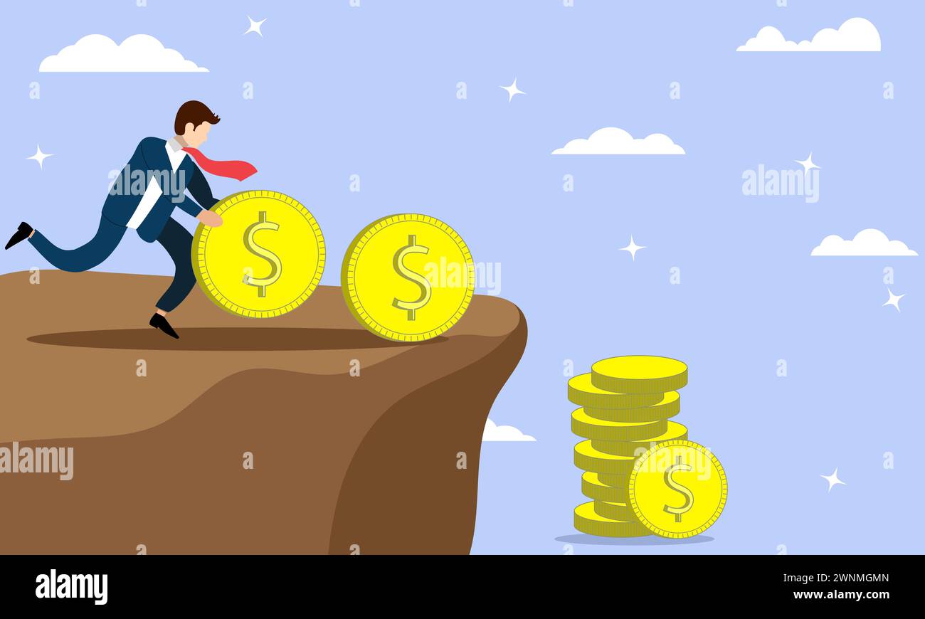 Falling off a financial cliff, Cost of living Crisis Concept Stock ...