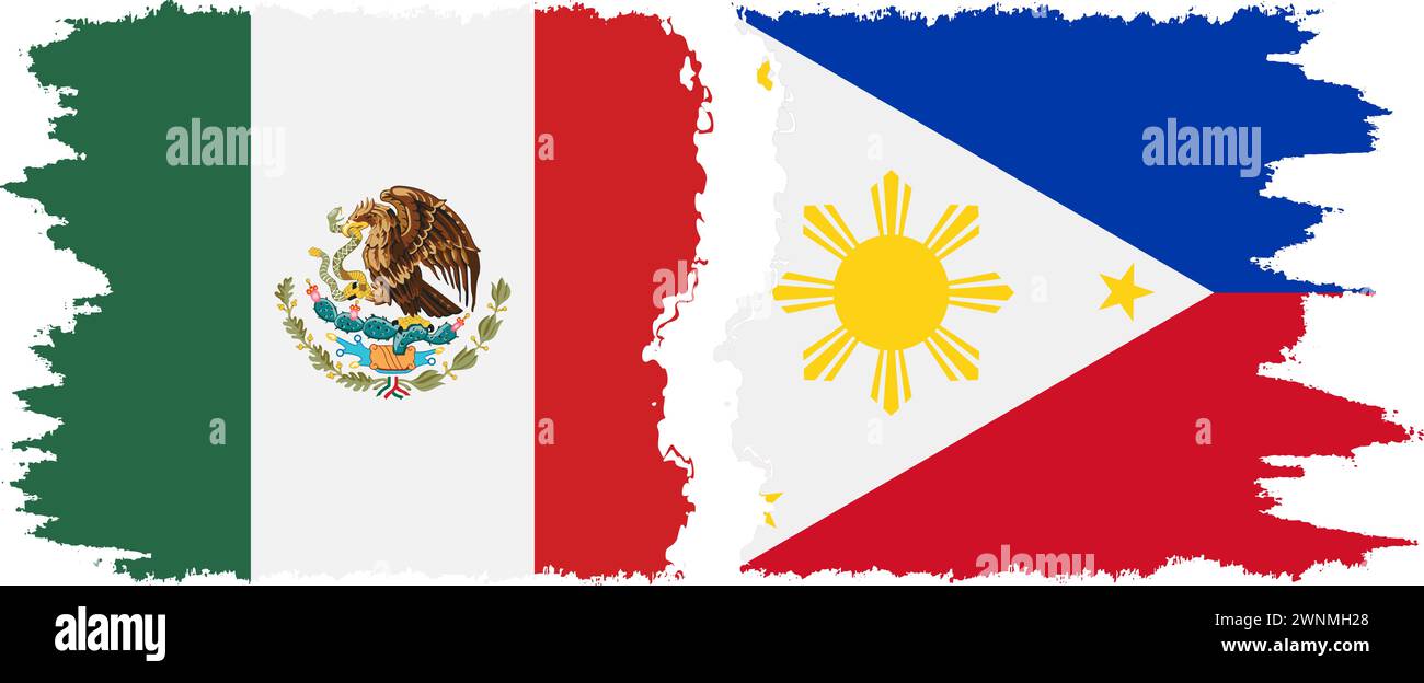 Philippines and Mexico grunge flags connection, vector Stock Vector ...