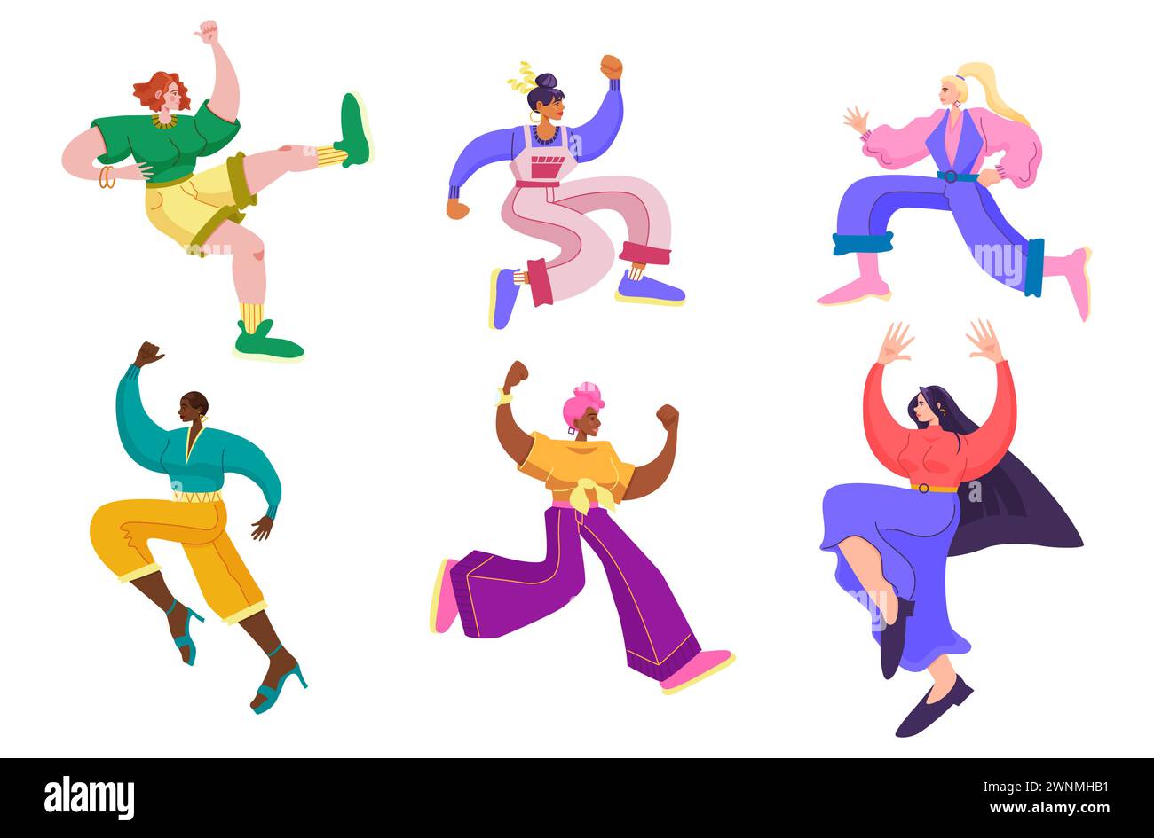 Set of modern women in flat style. Girl power. Feminism concept of ...