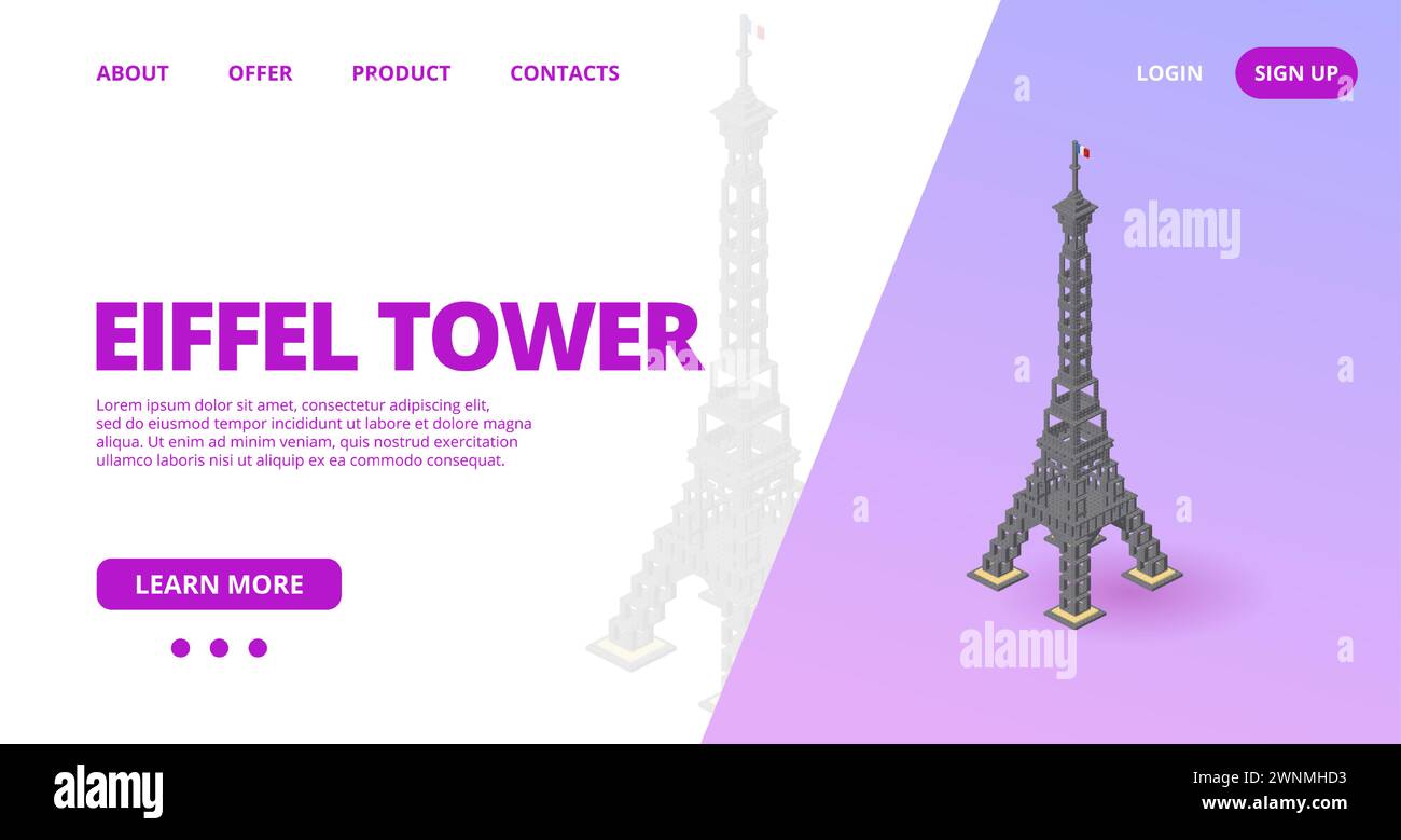 Web template with a Eiffel Tower. Vector Stock Vector Image & Art - Alamy