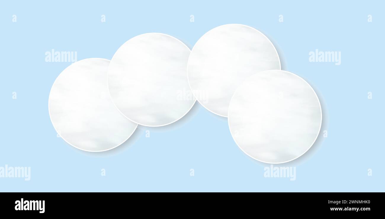 Cotton pads. Round multi-layer discs for cleansing the skin. 3D vector ...