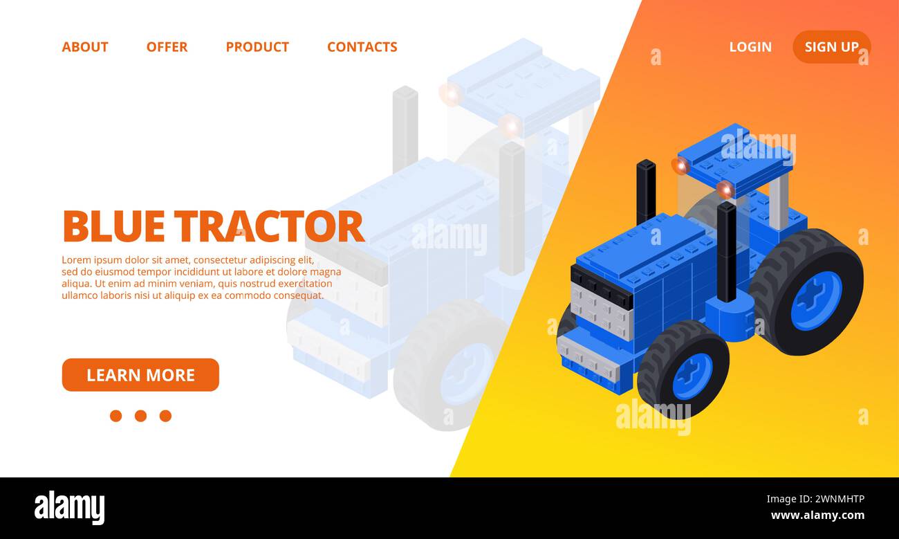 Web template with a blue tractor. Vector Stock Vector Image & Art - Alamy