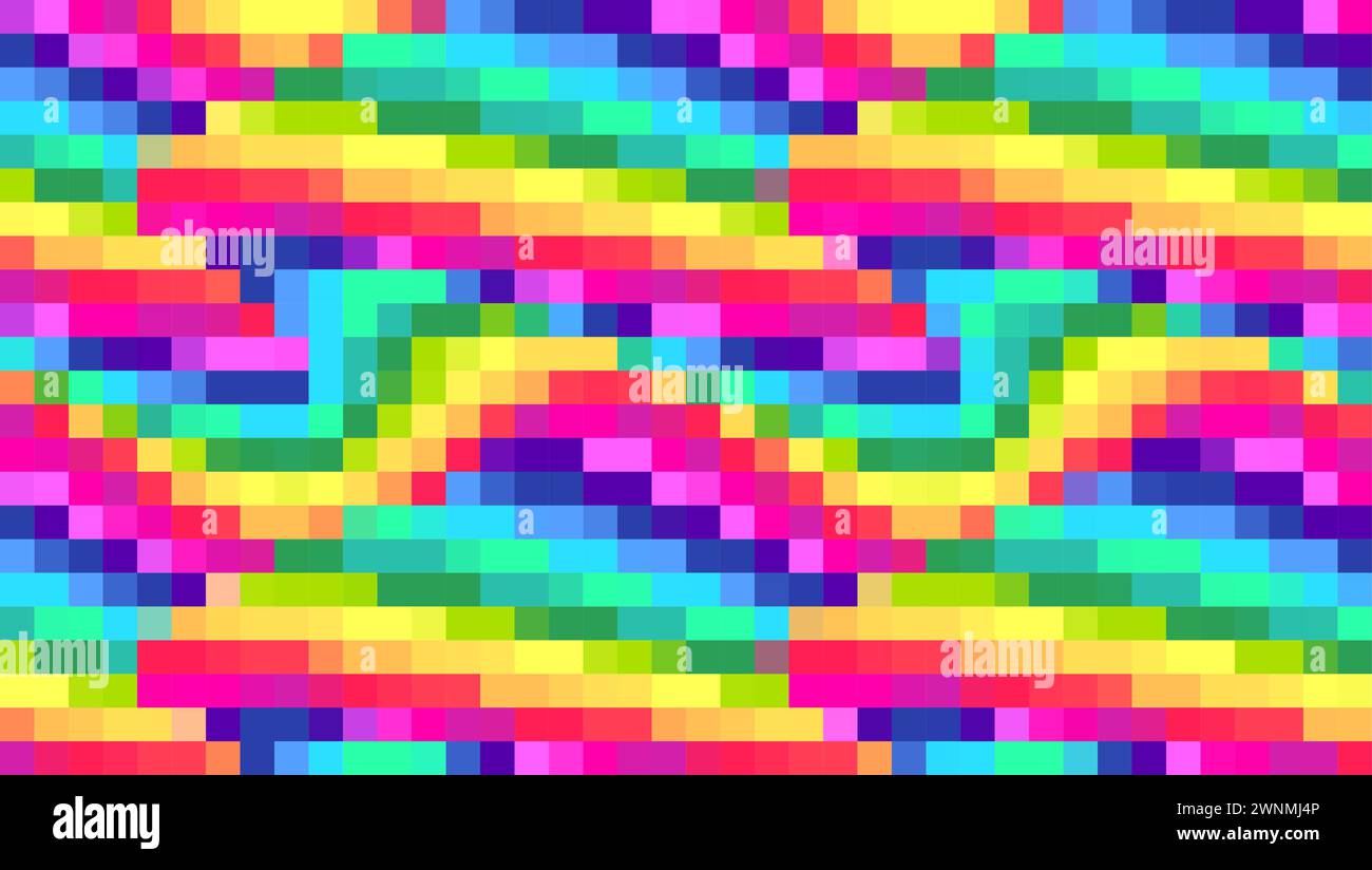Abstract digital retro background. Pixel style. Rainbow colours Stock ...