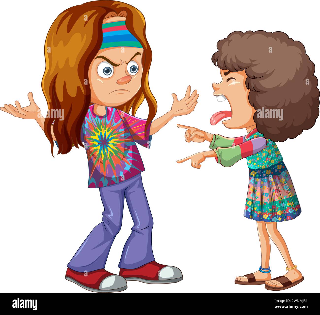 Cartoon illustration of children arguing passionately Stock Vector ...