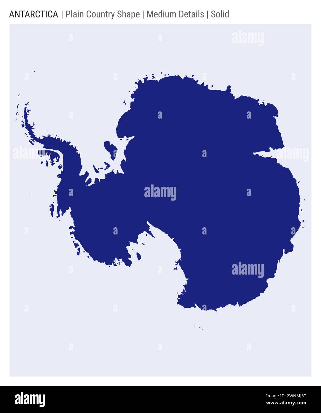 Antarctica plain country map. Medium details. Solid style. Shape of ...