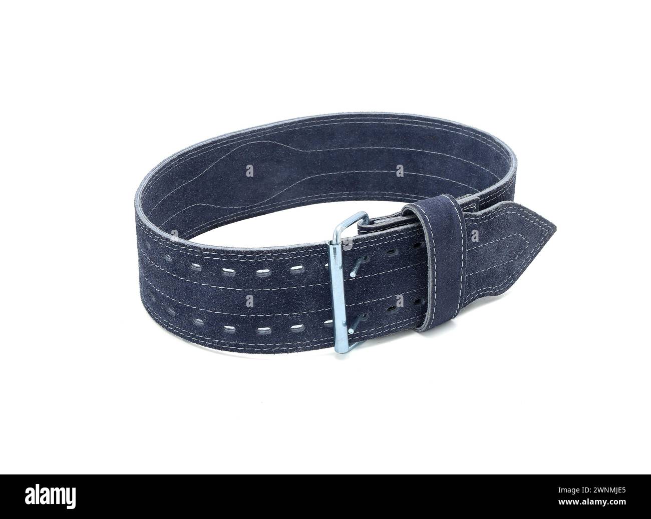 blue suede leather wieght lifting belt isolated Stock Photo - Alamy