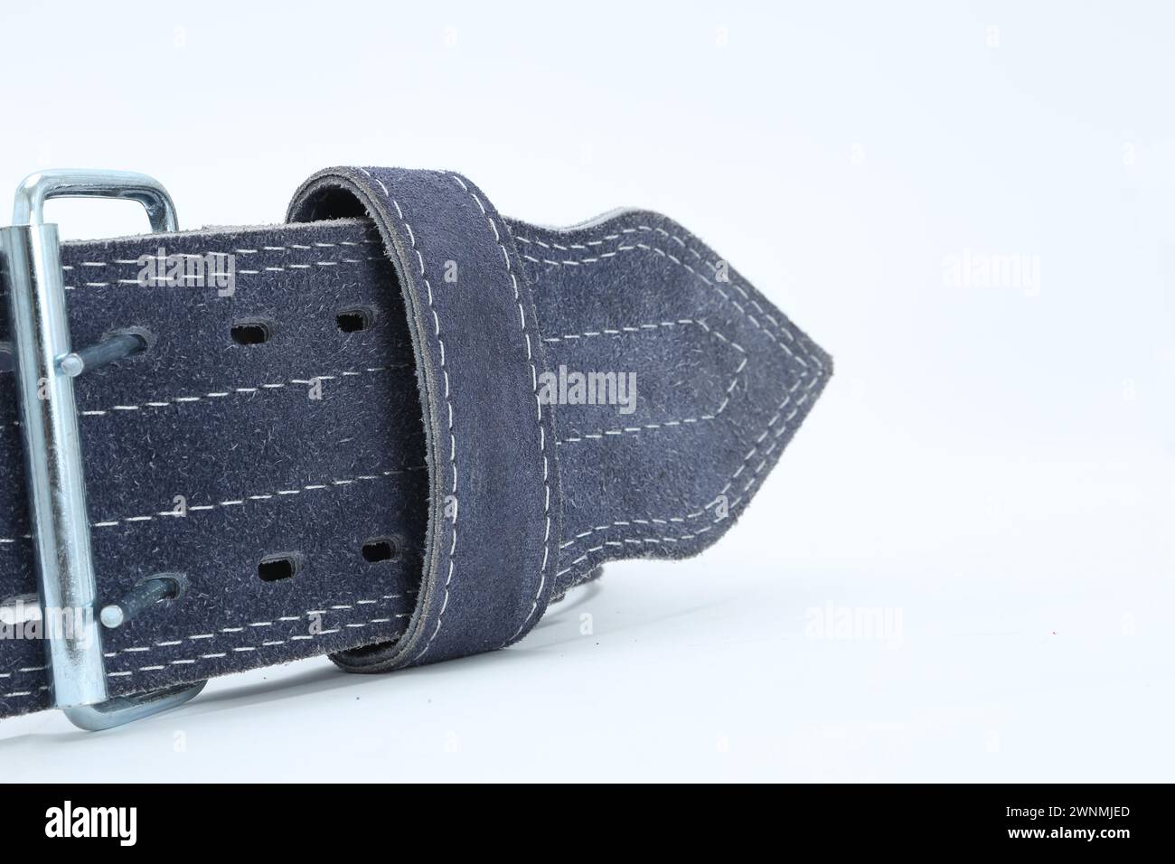 blue suede leather wieght lifting belt isolated Stock Photo - Alamy