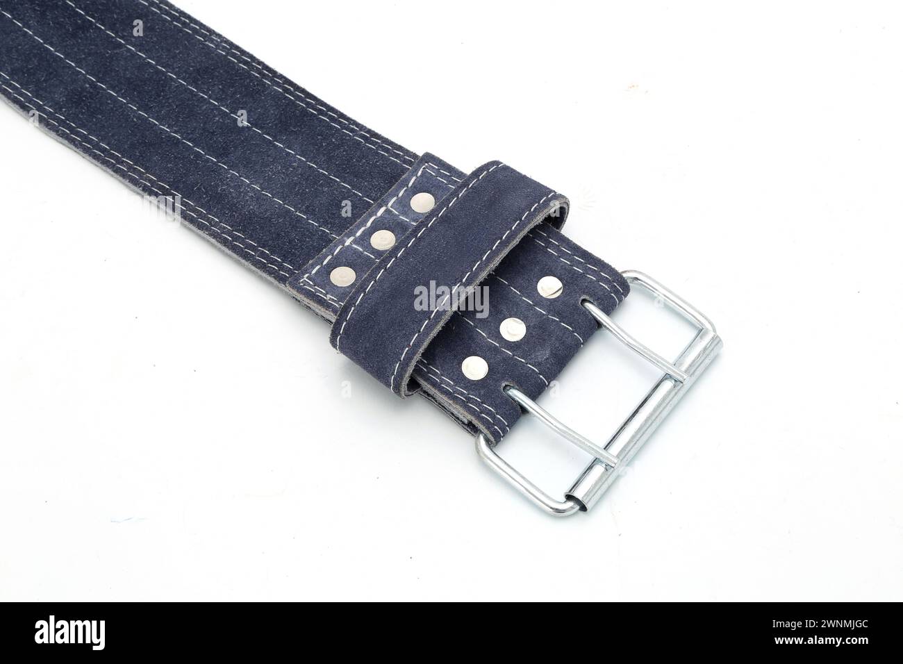 blue suede leather wieght lifting belt isolated Stock Photo - Alamy