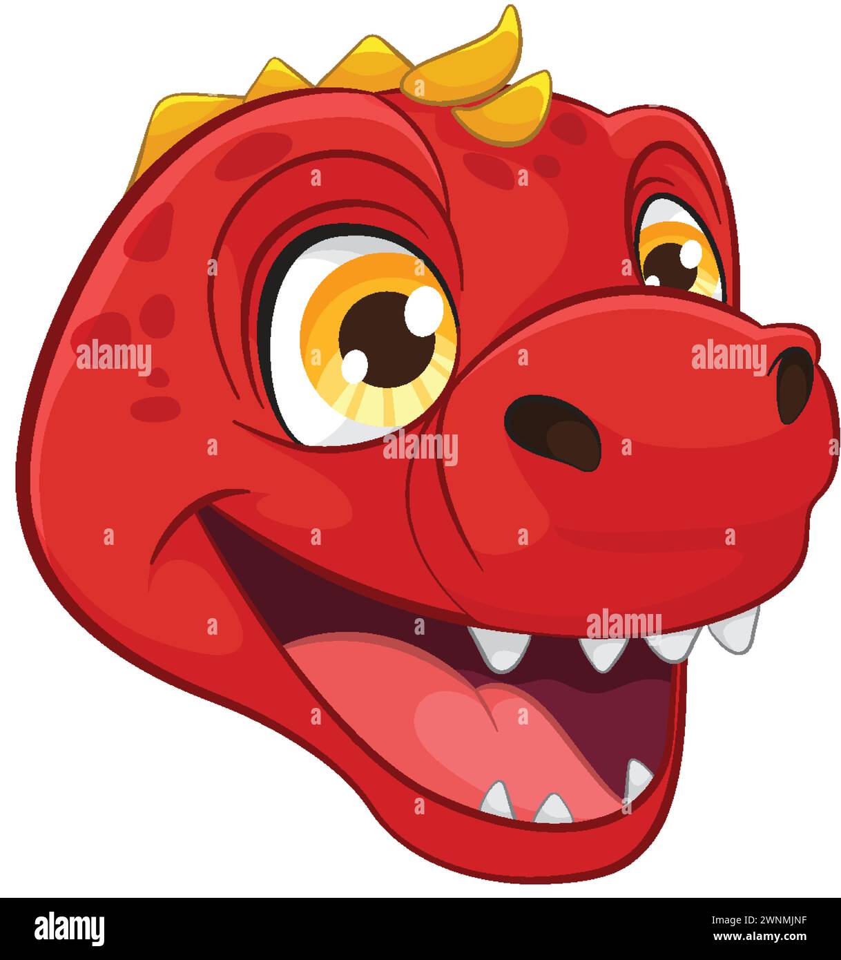 Colorful vector illustration of a smiling dinosaur head Stock Vector ...