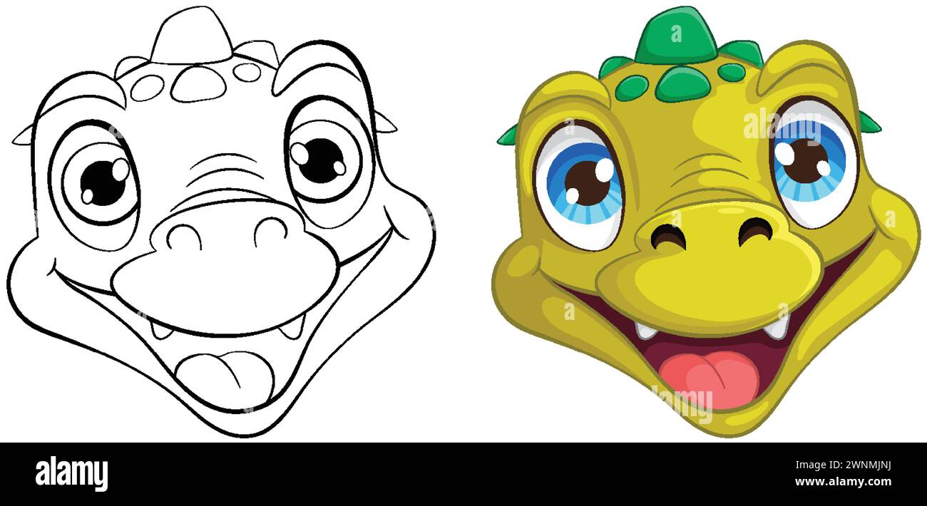 Colorful, happy dinosaur face with a playful expression Stock Vector ...