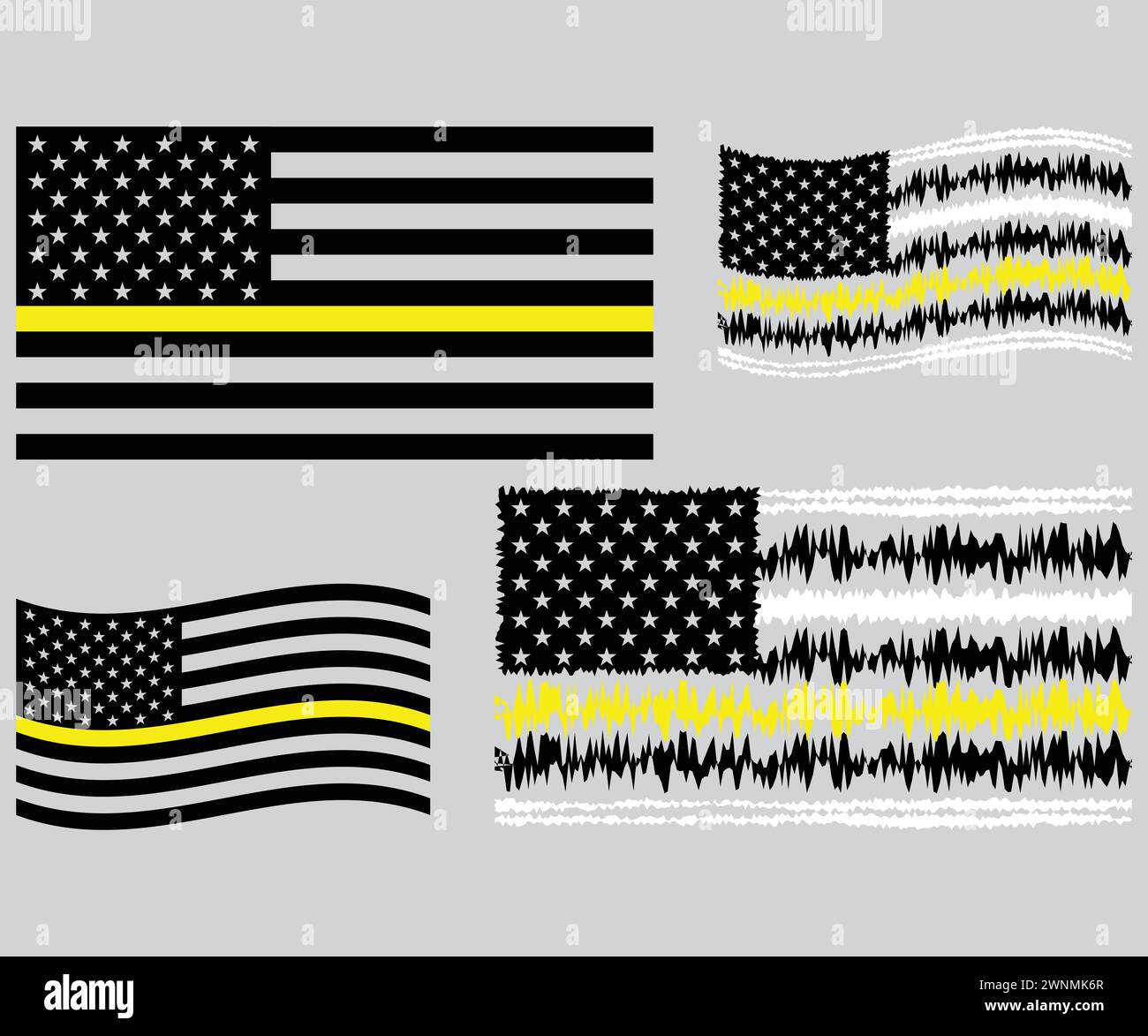 Thin yellow line flag, Thin red line flag, Thin Blue line flag, Thin ...