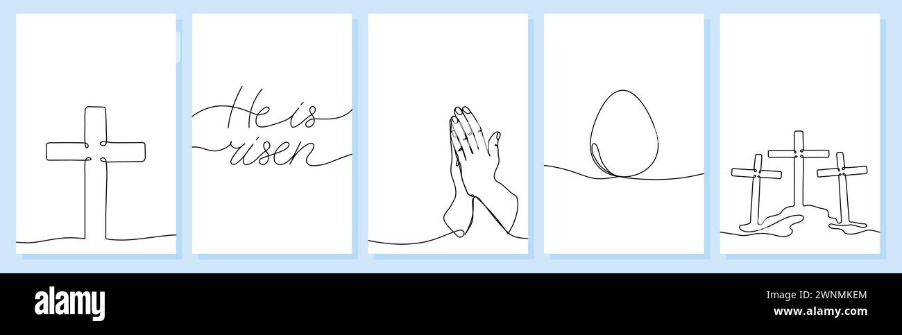 Easter one continuous line vertical banners set vector illustration ...