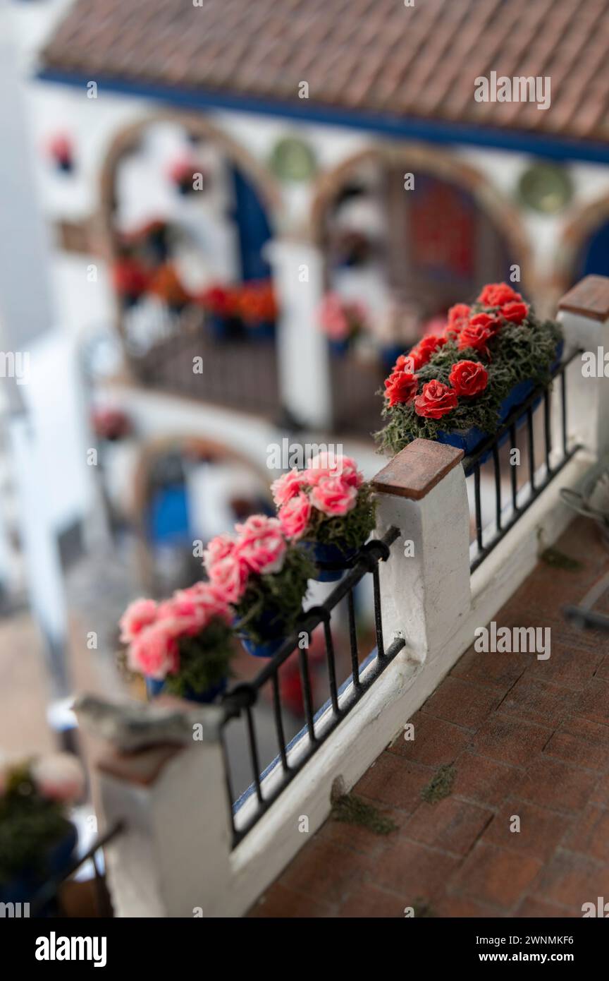 Miniature patio makers – Spain. Part of a large-scale model of a patio ...