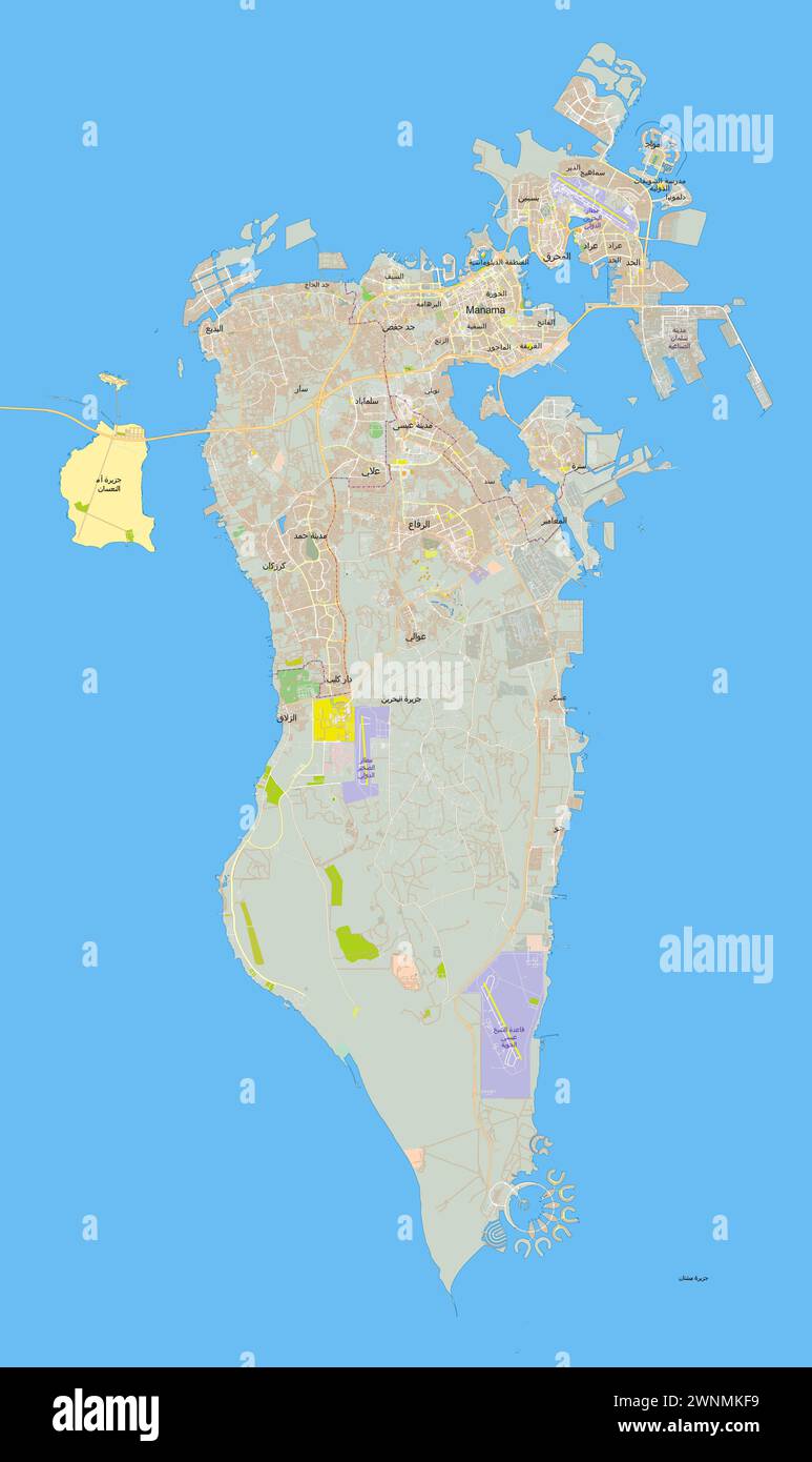 Bahrain map with labels in Arabic Stock Vector Image & Art - Alamy