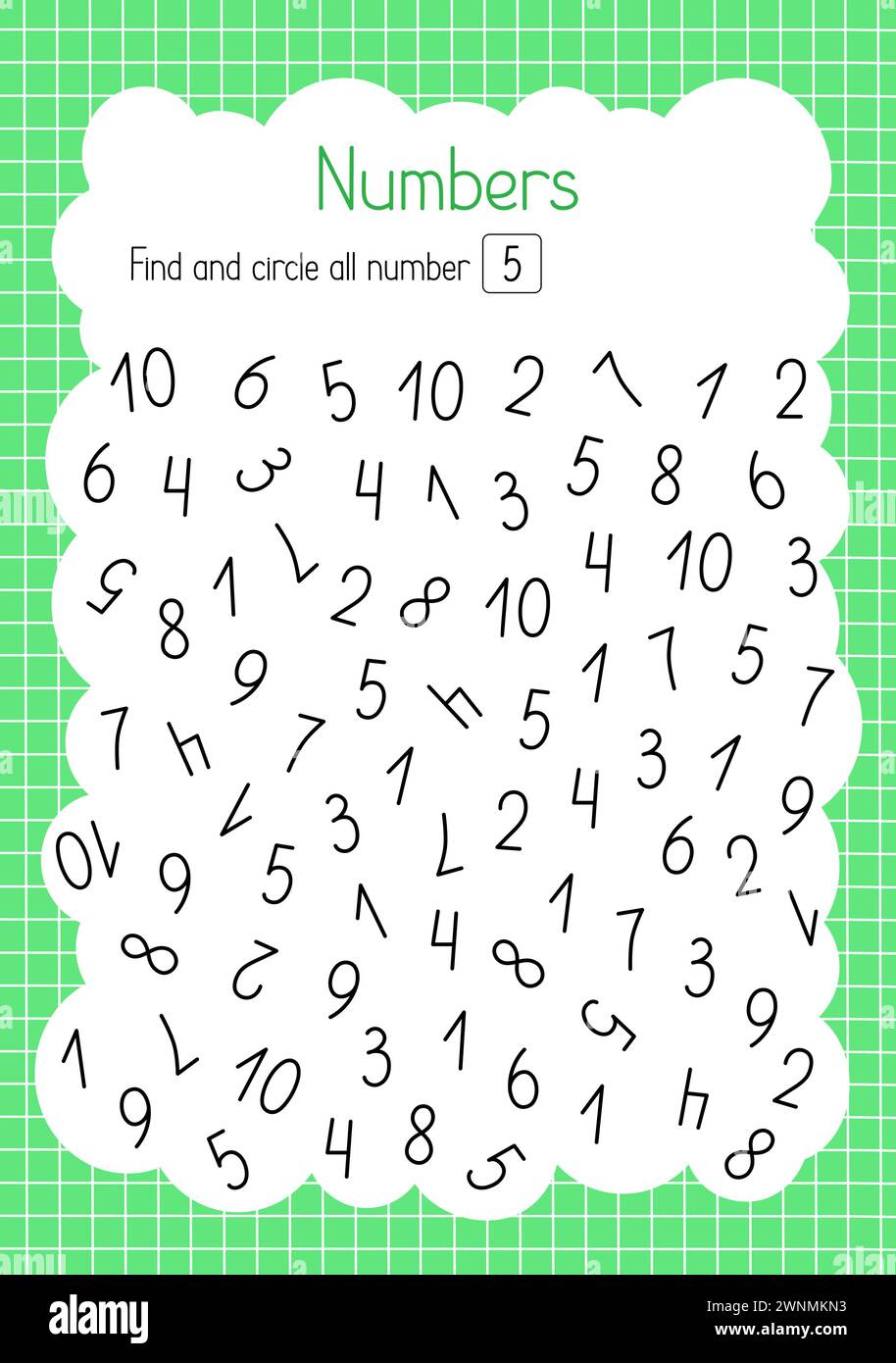 Find and circle number five simple educational activity for children ...