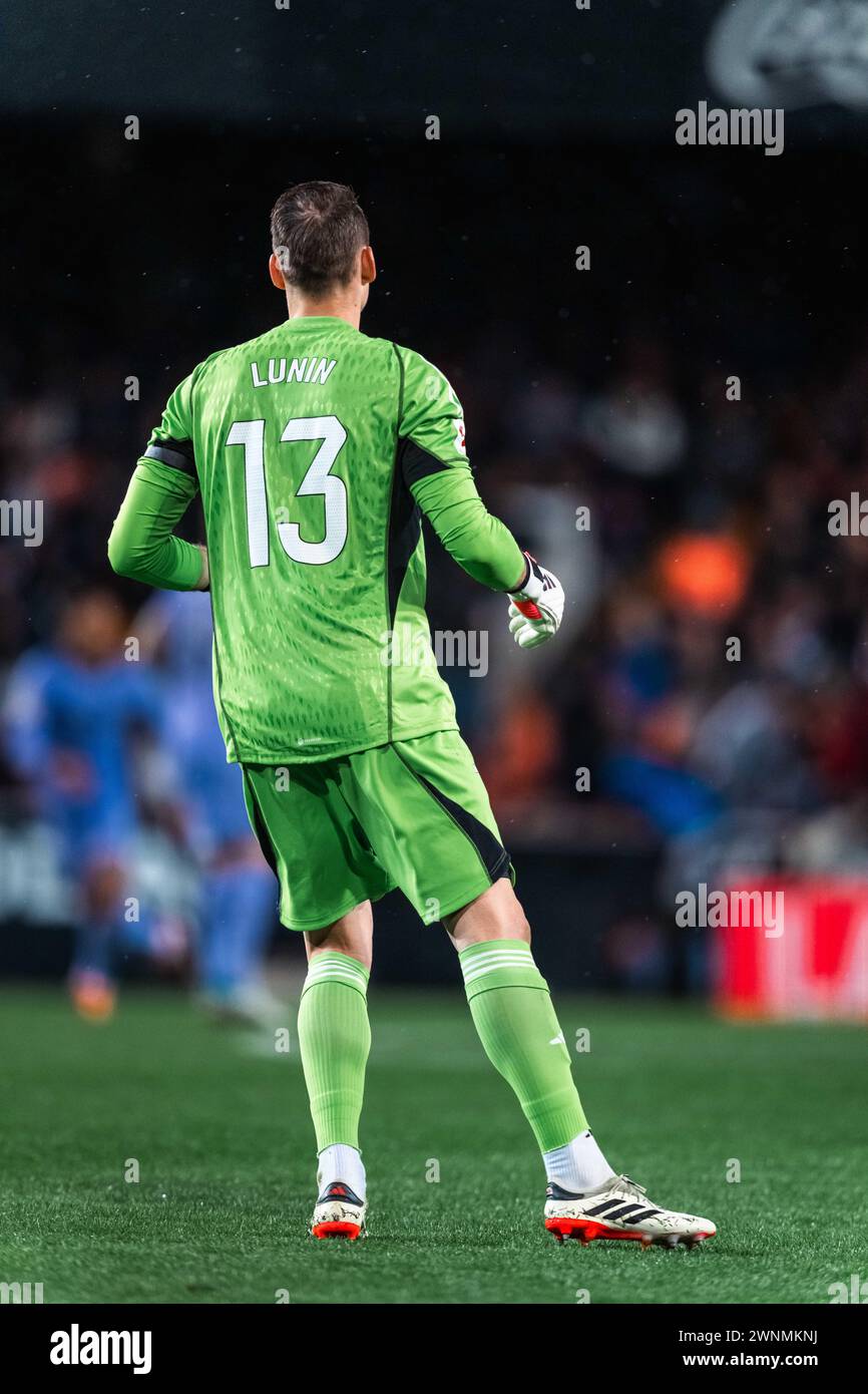 Andriy Lunin of Real Madrid during the Spanish championship Liga ...