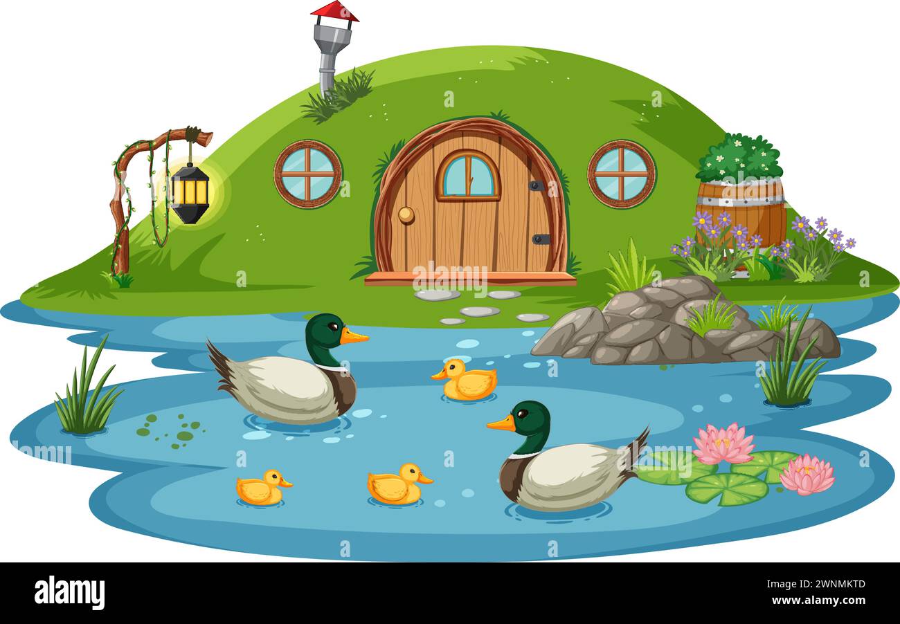 Family of ducks swimming Cut Out Stock Images & Pictures - Alamy