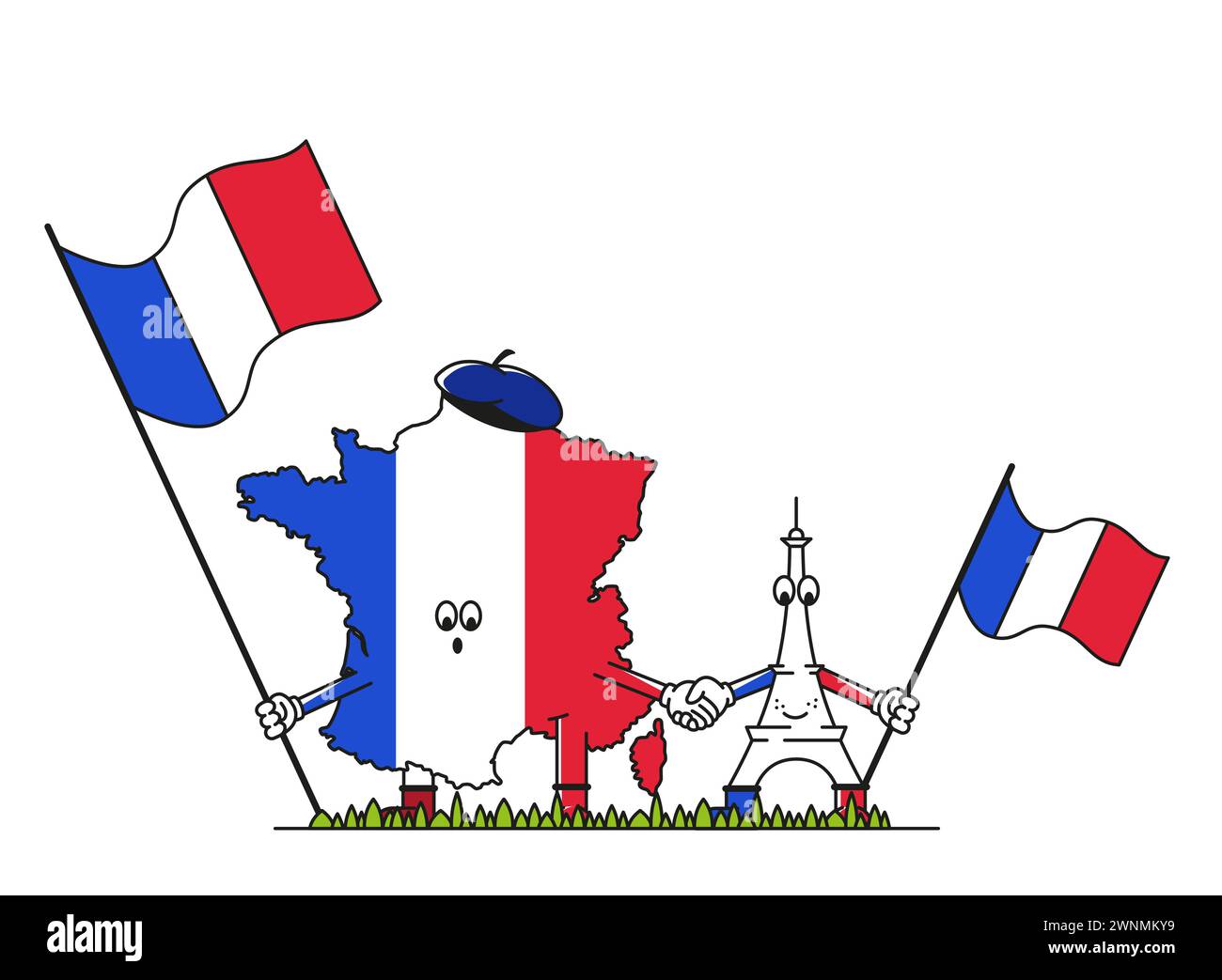 Symbol of France with a flag in his hands. French Language Day Stock ...