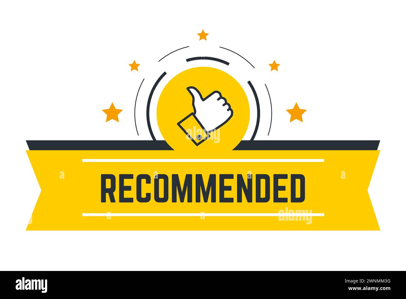 Recommended banner with thumb up and stars vector Stock Vector Image ...