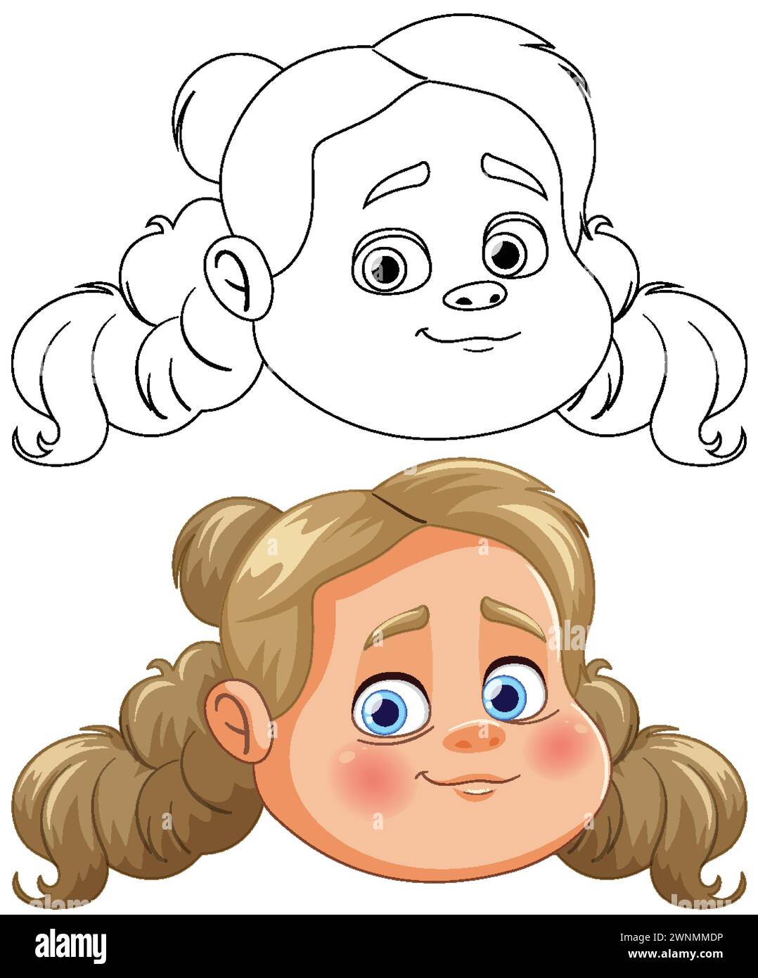 Color and outline of a smiling girl's face Stock Vector Image & Art - Alamy