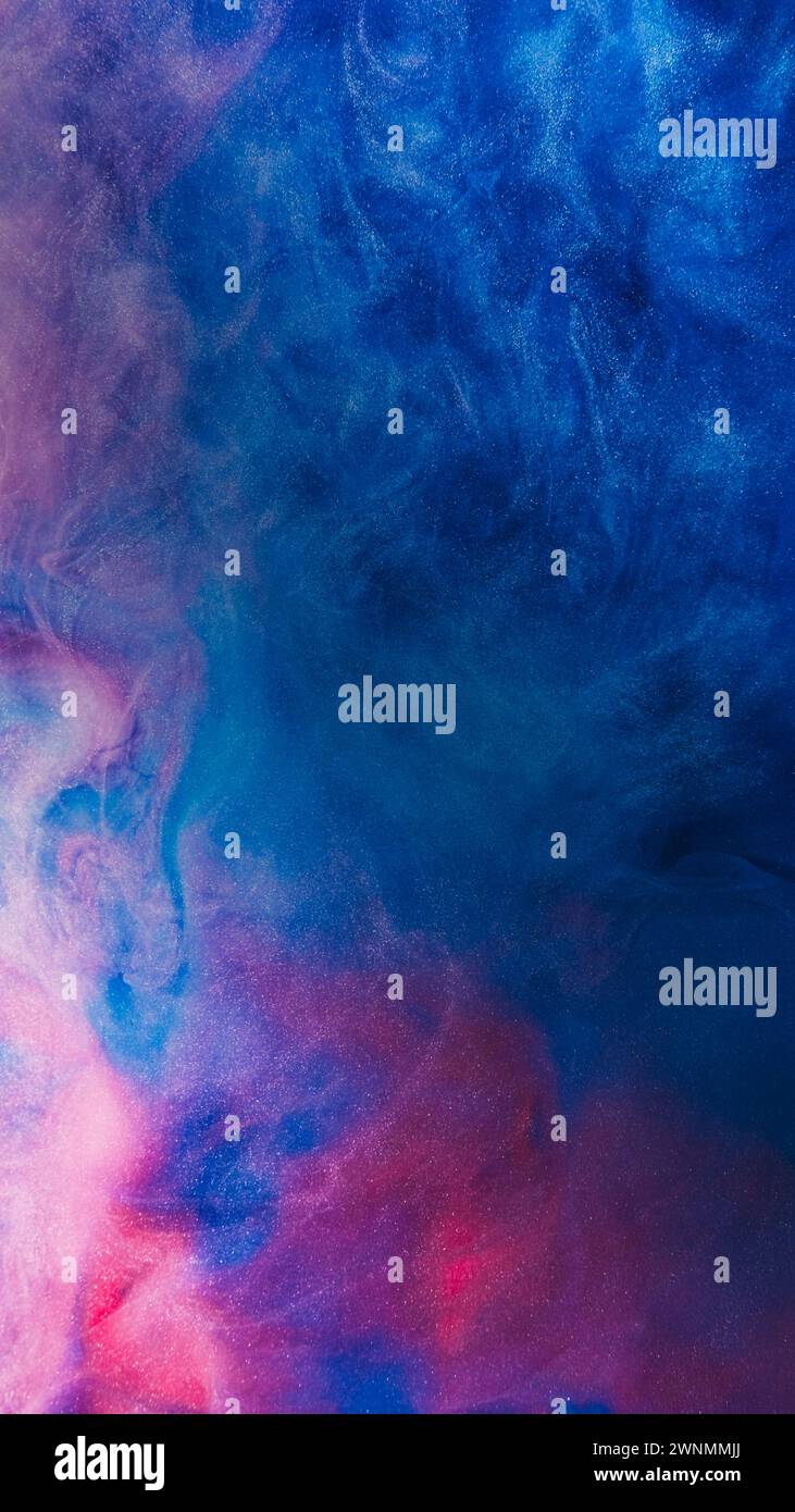 Glitter smoke texture paint water pink blue splash Stock Photo - Alamy