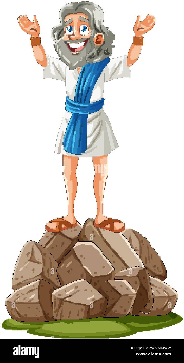 Cartoon of a happy philosopher standing on boulders Stock Vector Image ...