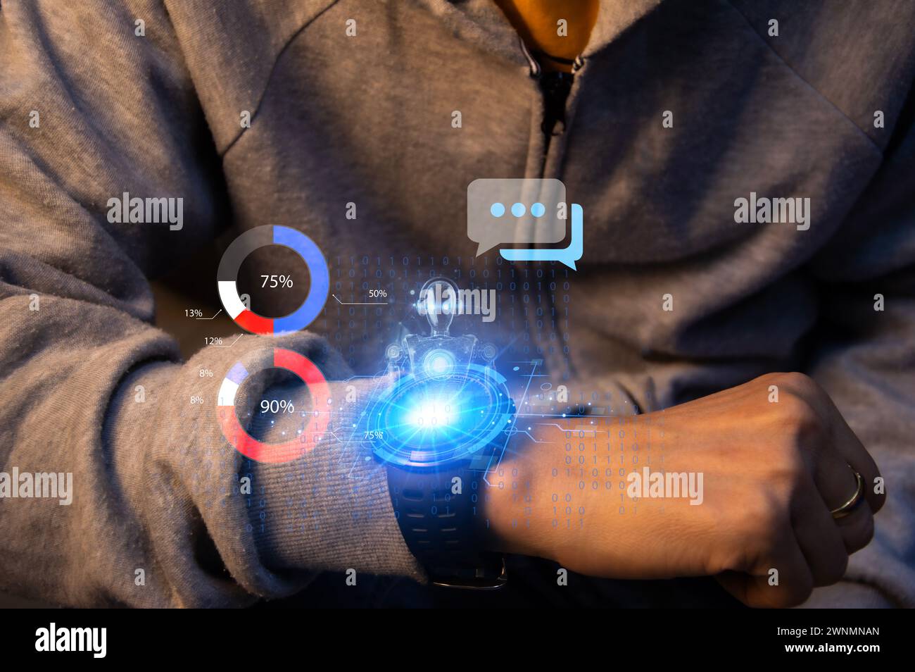 ITECH businessman shows graphics as if the world wide internet is ...