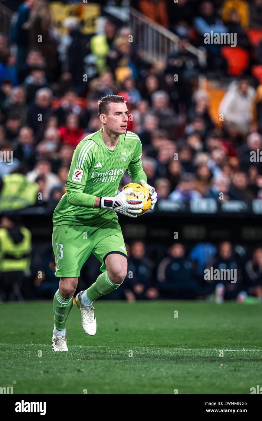 Andriy Lunin of Real Madrid during the Spanish championship Liga ...