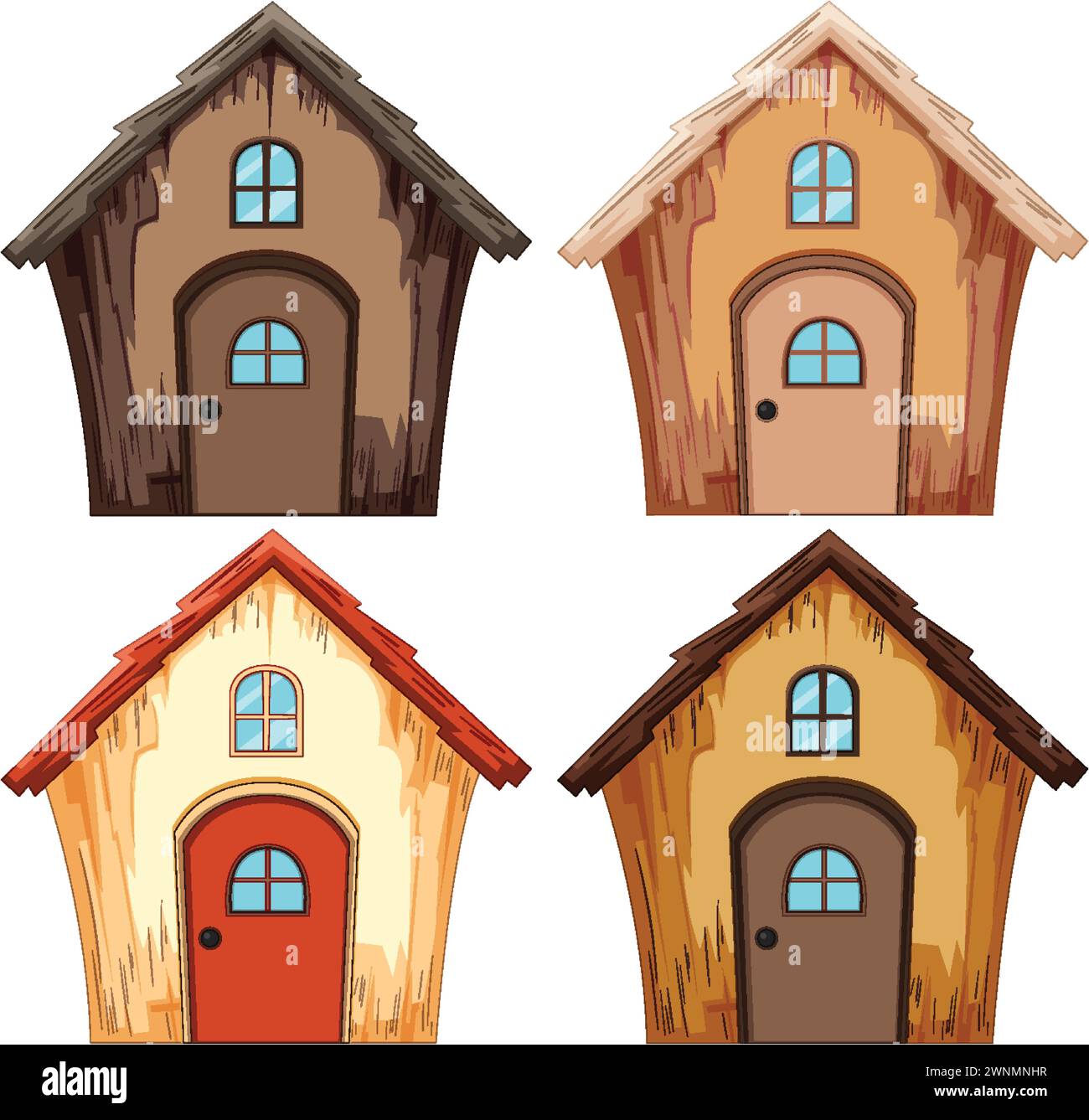 Four whimsical houses in vibrant cartoon colors Stock Vector Image ...