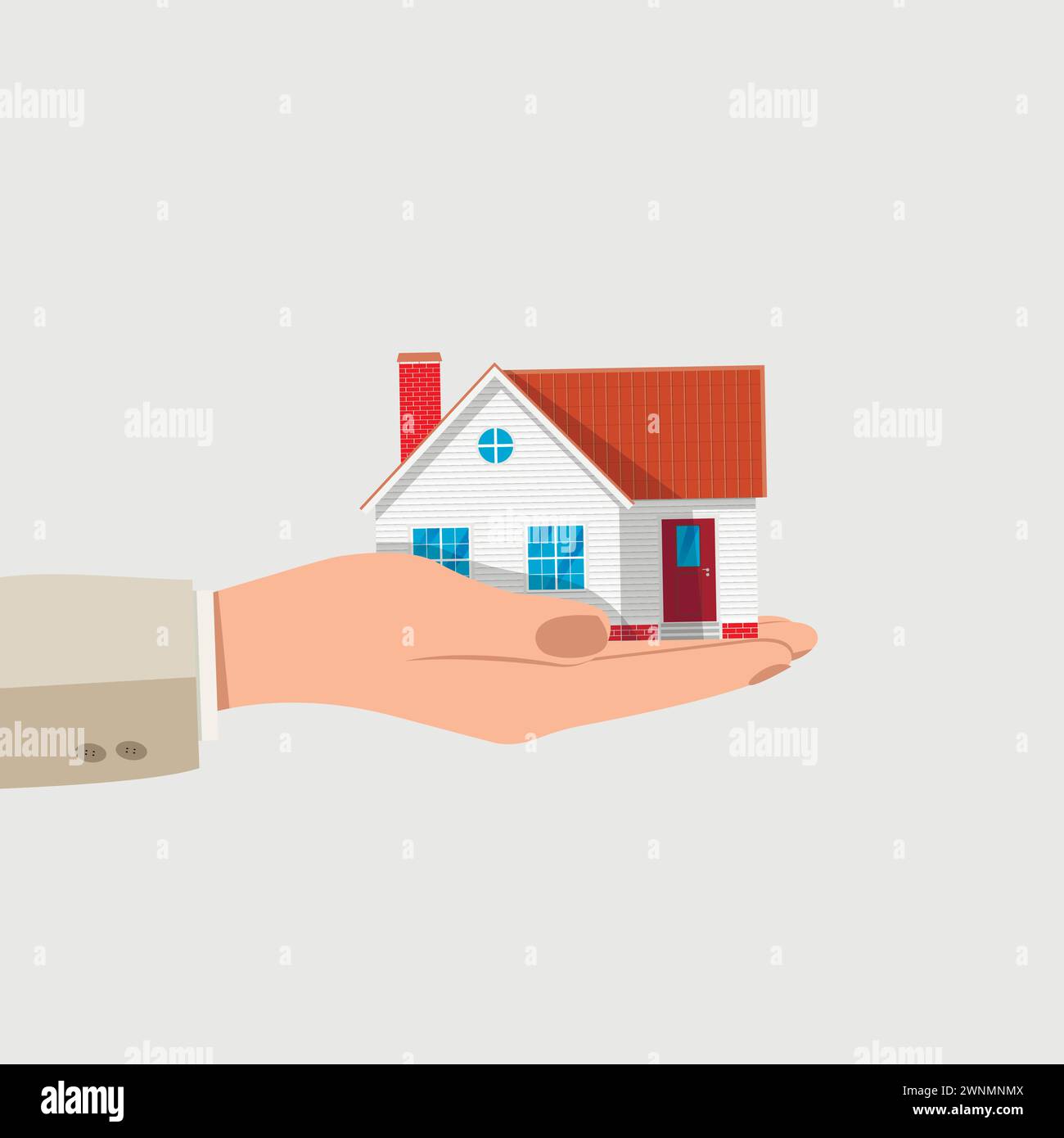 Your new home. A man's hand holds a new house. Vector Stock Vector ...