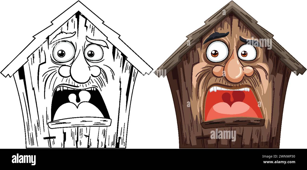 Two houses with human-like facial expressions Stock Vector Image & Art ...