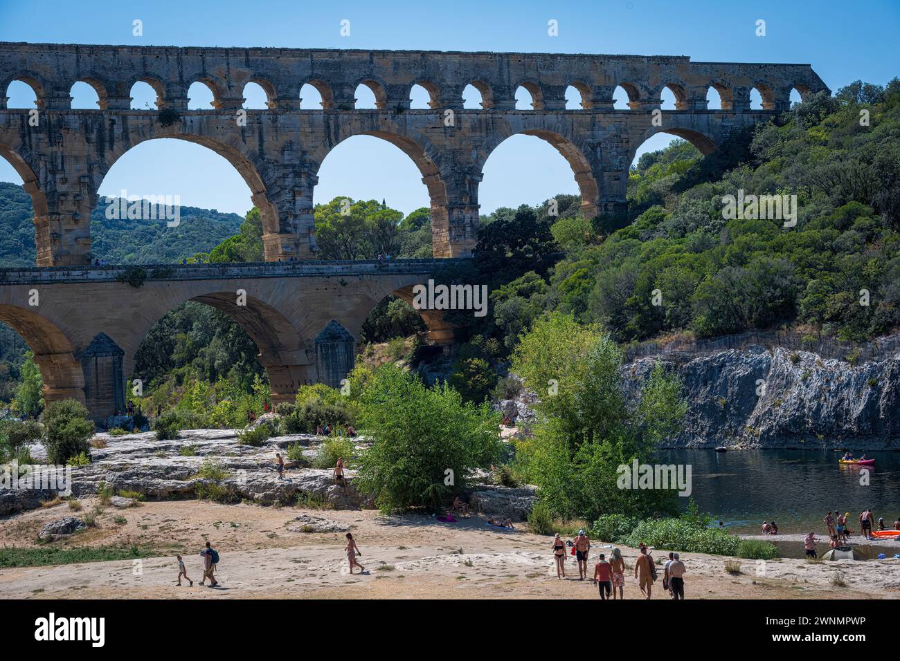Avignon, France -- August 29, 2023. A photo of the famous Pont du Gard ...