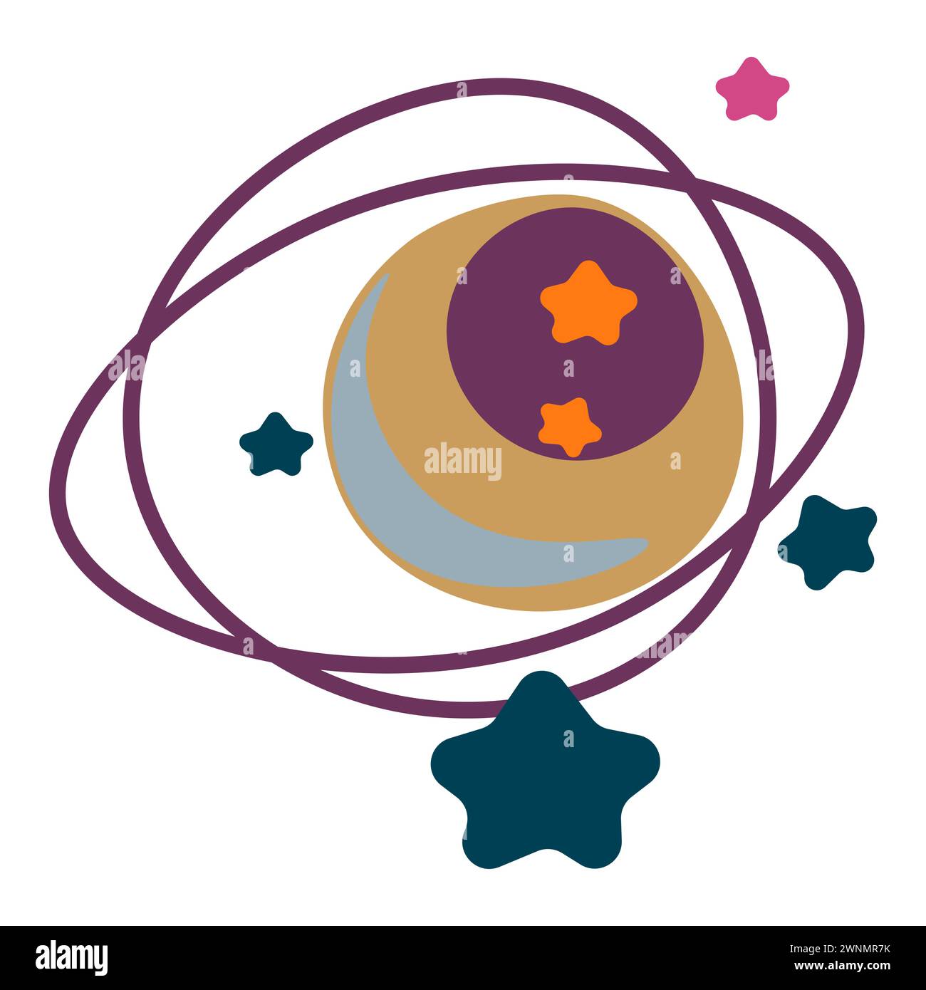 Planet with orbit and stars, outer space galaxy Stock Vector Image ...