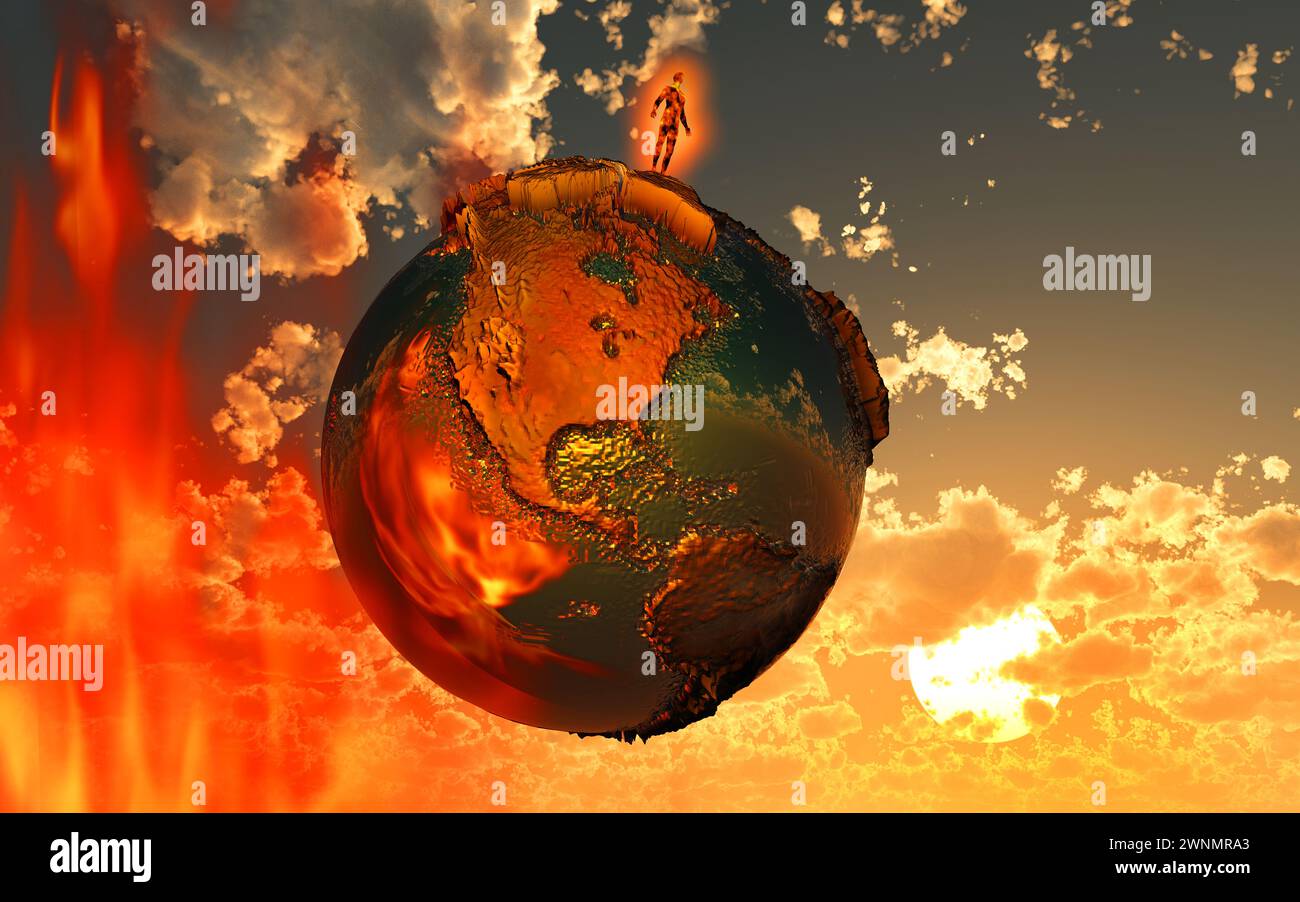 The Earth On Fire Stock Photo - Alamy